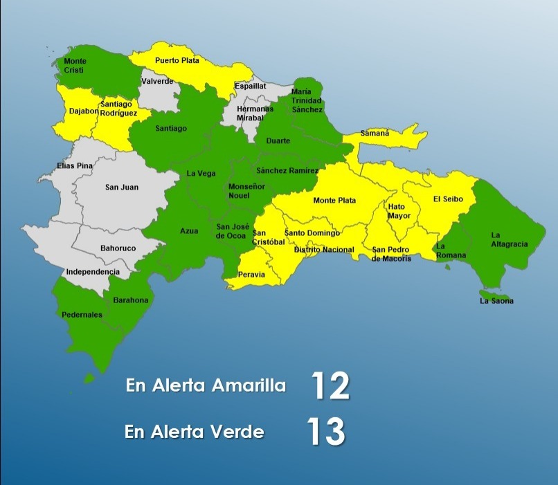 El COE mantiene 25 provincias en alerta amarilla o verde ante la ...
