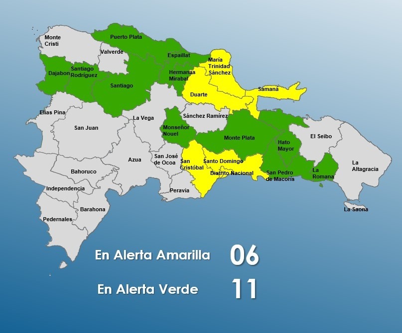 COE coloca 17 provincias en alerta por lluvias - Interactivo RD